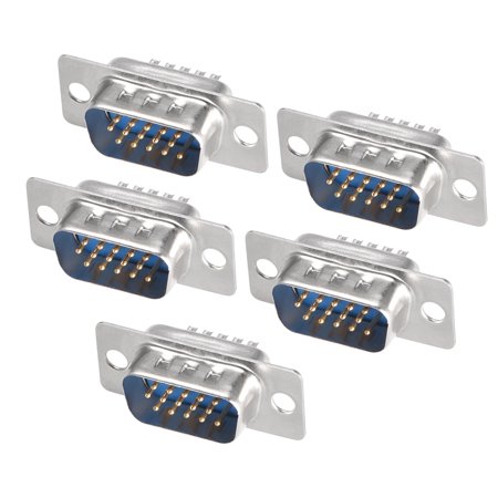 D-sub Connector Male Plug 15-pin 3-row Port Terminal Breakout Blue 5pcs ...