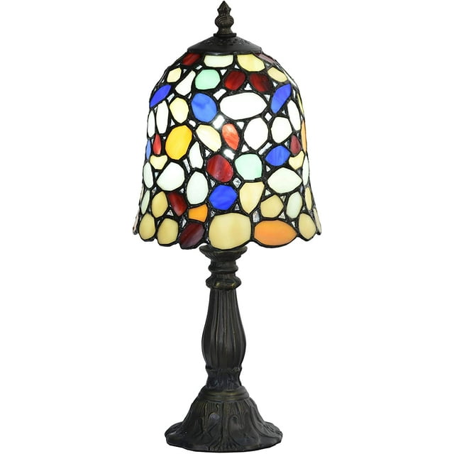 Bieye L10729 Colored Cobblestone Tiffany Style Stained Glass Table Lamp ...