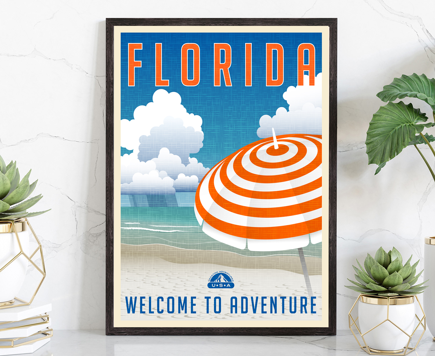 Pera Print Retro Style Travel Poster, Florida, Vintage Rustic Poster ...
