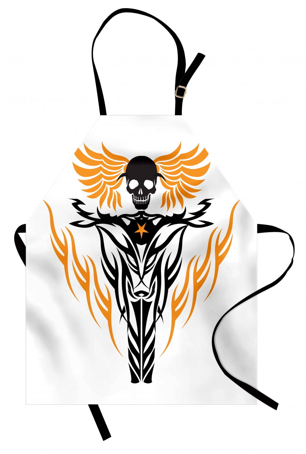 Motorcycle Apron, Tribal Inspired Tattoo Design Flying Skull at Wheel ...