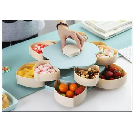 Dalazy Petal-Shape Rotating Snack Box Candy Tray Food Storage Box Party ...