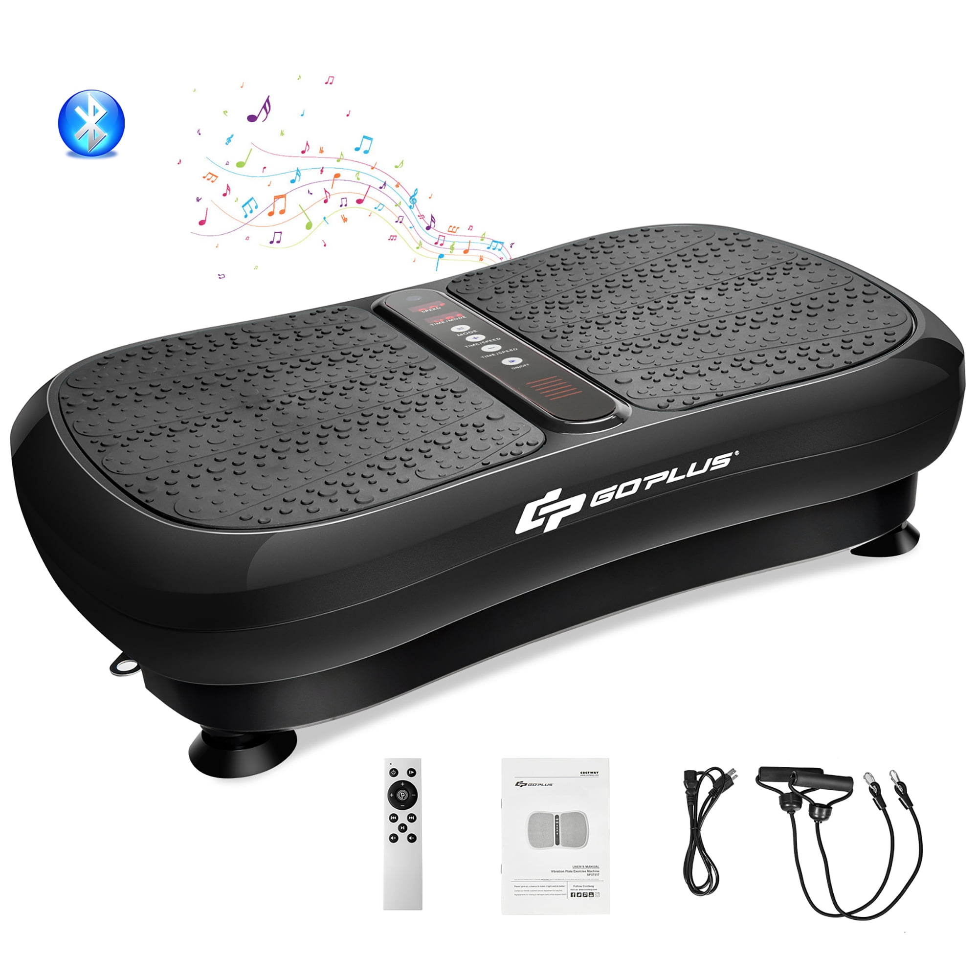 Goplus Vibration Platform Fitness Machine W/Remote Control Loop Bands ...