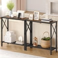 28.3 Inch Narrow Console Table 2 Tier Entryway Shelf Rustic Brown Small ...