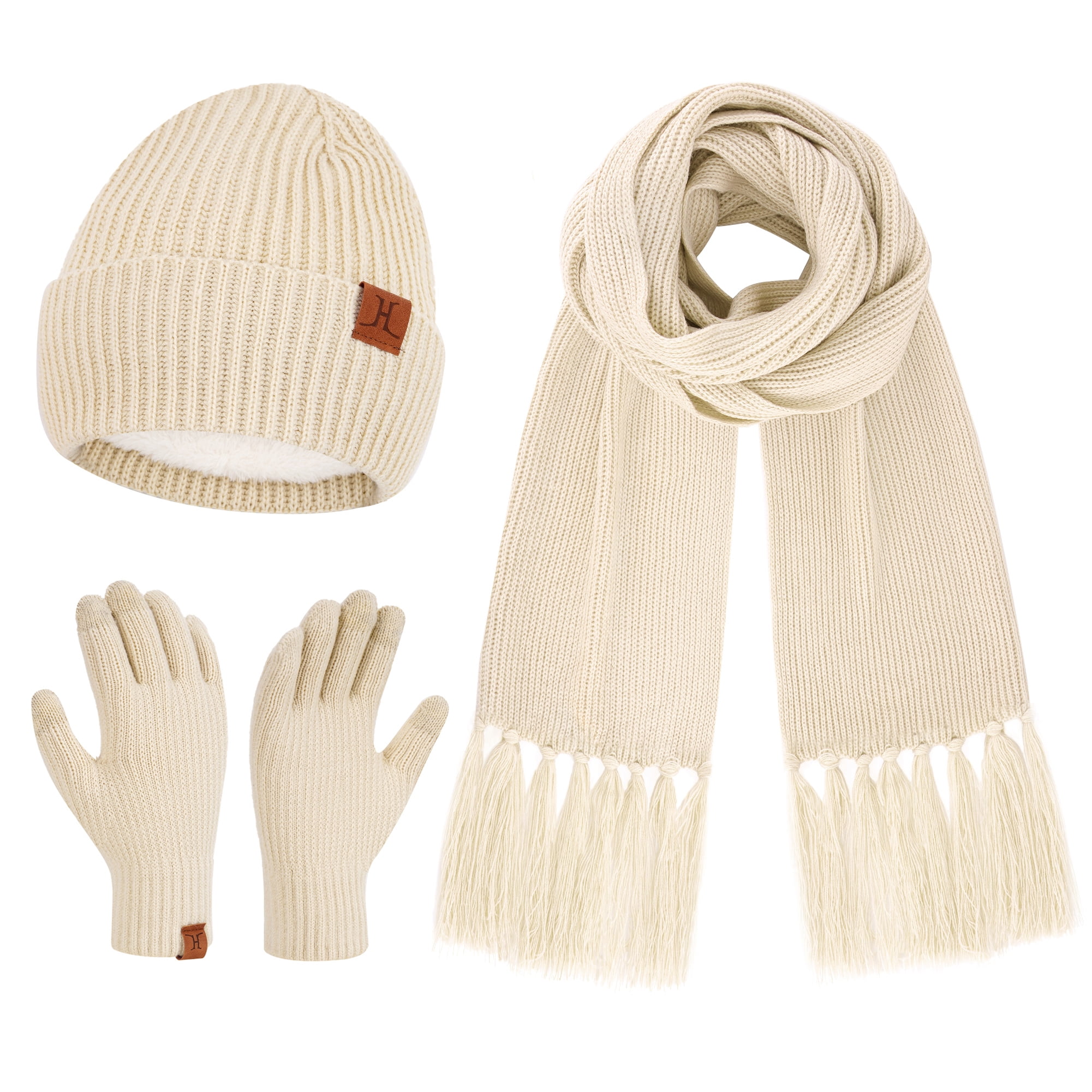 FZ FANTASTIC ZONE Womens Winter Hats Long Scarf Touch Screen Gloves Set ...