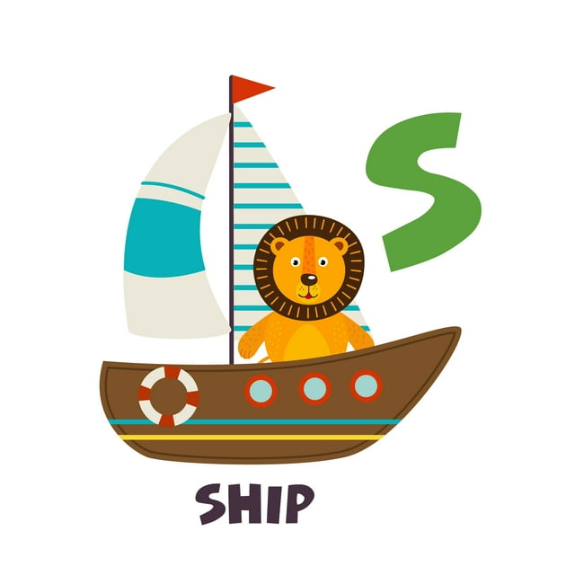 DAYCARE - Vinyl Multi-patterned Ship Boat Lion Animal Sailor Decoration ...