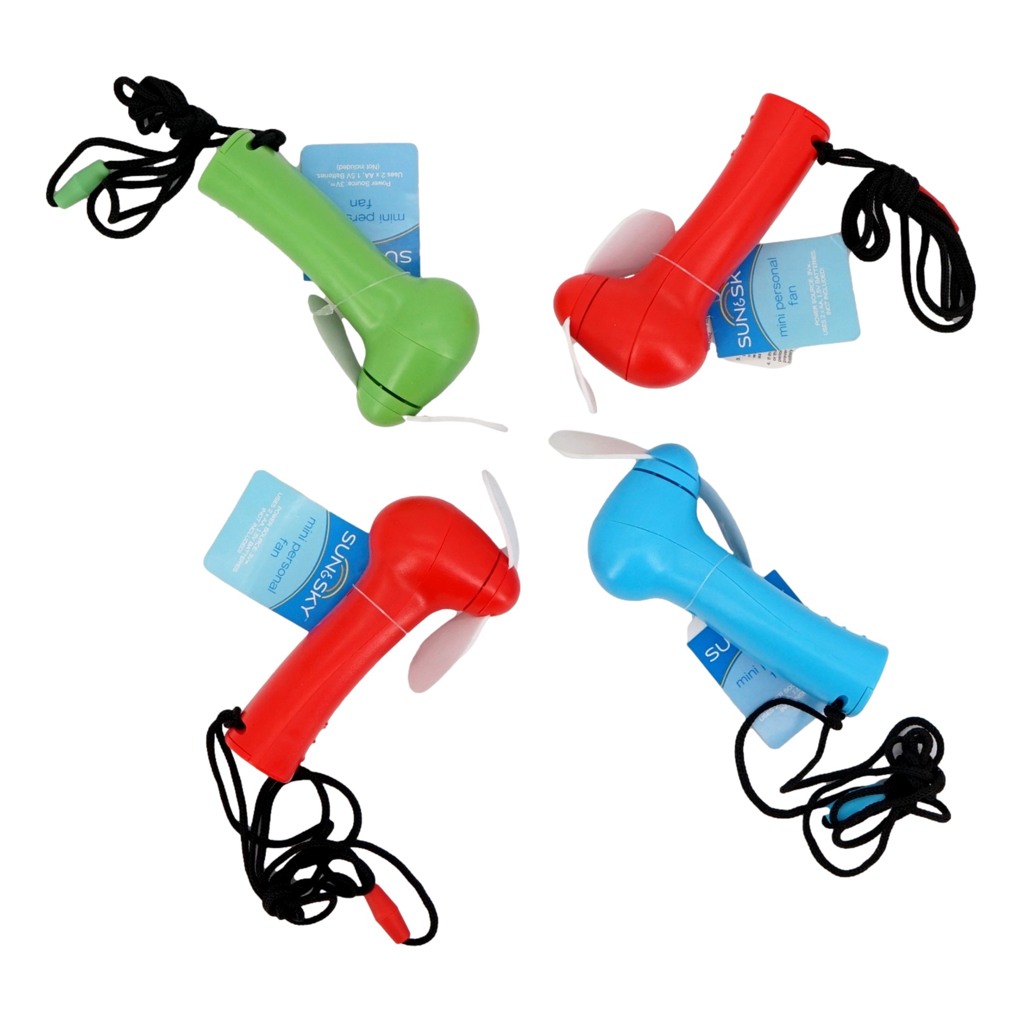 Personal Fan With Lanyard Family Bundle (4 Pack, Colors Vary) Mini ...