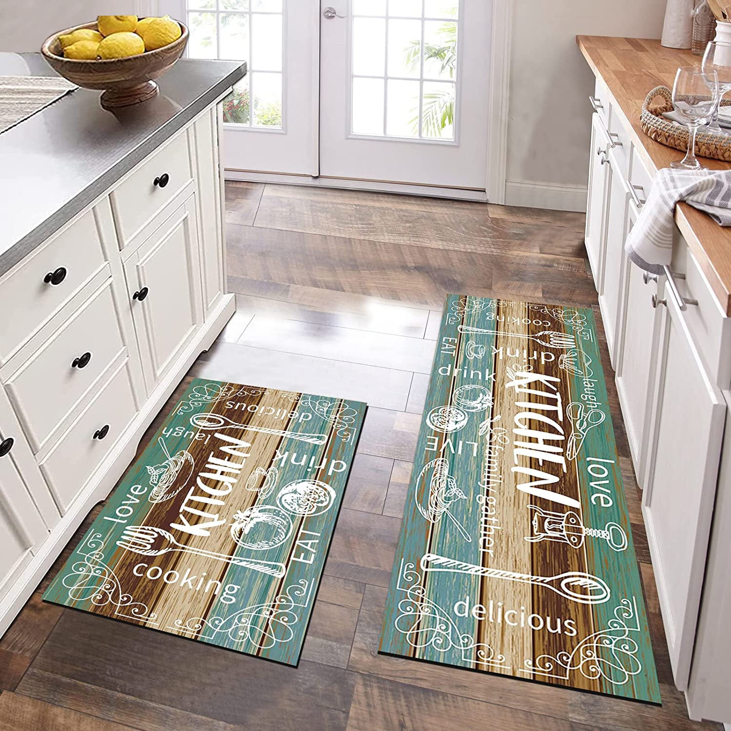 Yamaziot Kitchen Mats Set of 2 Non Slip Kitchen Rugs and Mats Kitchen ...