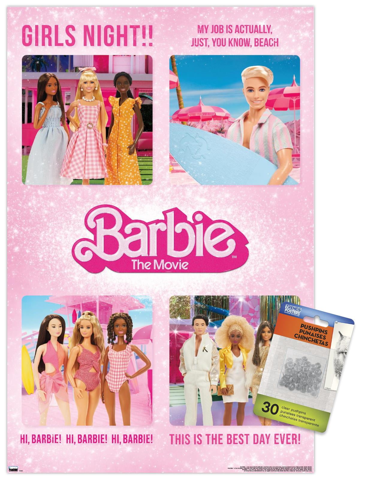 Mattel Barbie: The Movie - Quote Grid Wall Poster with Push Pins, 14. ...