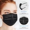 QARUN 50 Pcs Black Disposable Face Masks 3-Ply Filter Earloop Mouth ...