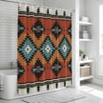 Aztec Tribe Bathroom Shower Curtains with Hooks, Blue Rhombus Geometric ...