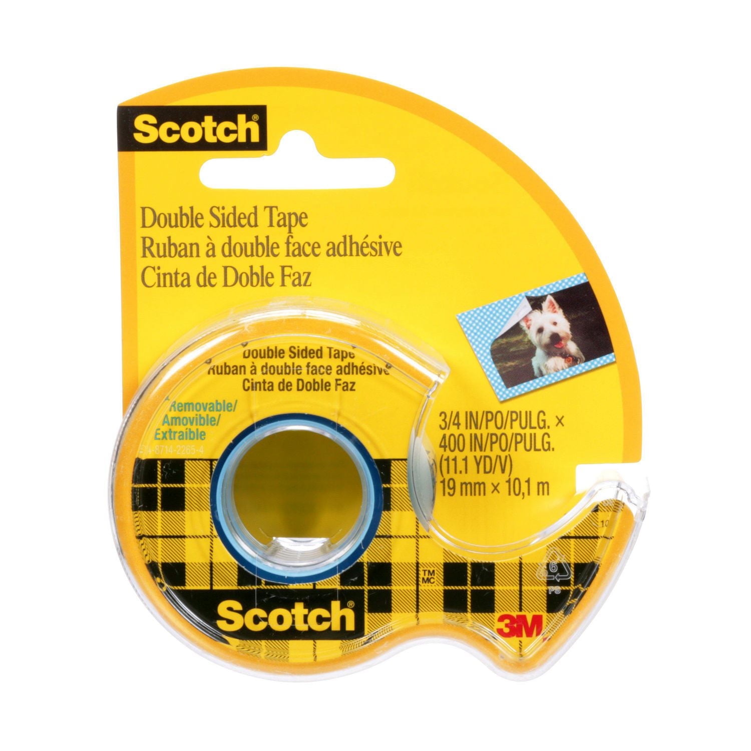 Scotch® Double Sided Tape 667-ESF, 3/4 in x 11.1 yd (19 mm x 10.1 m ...
