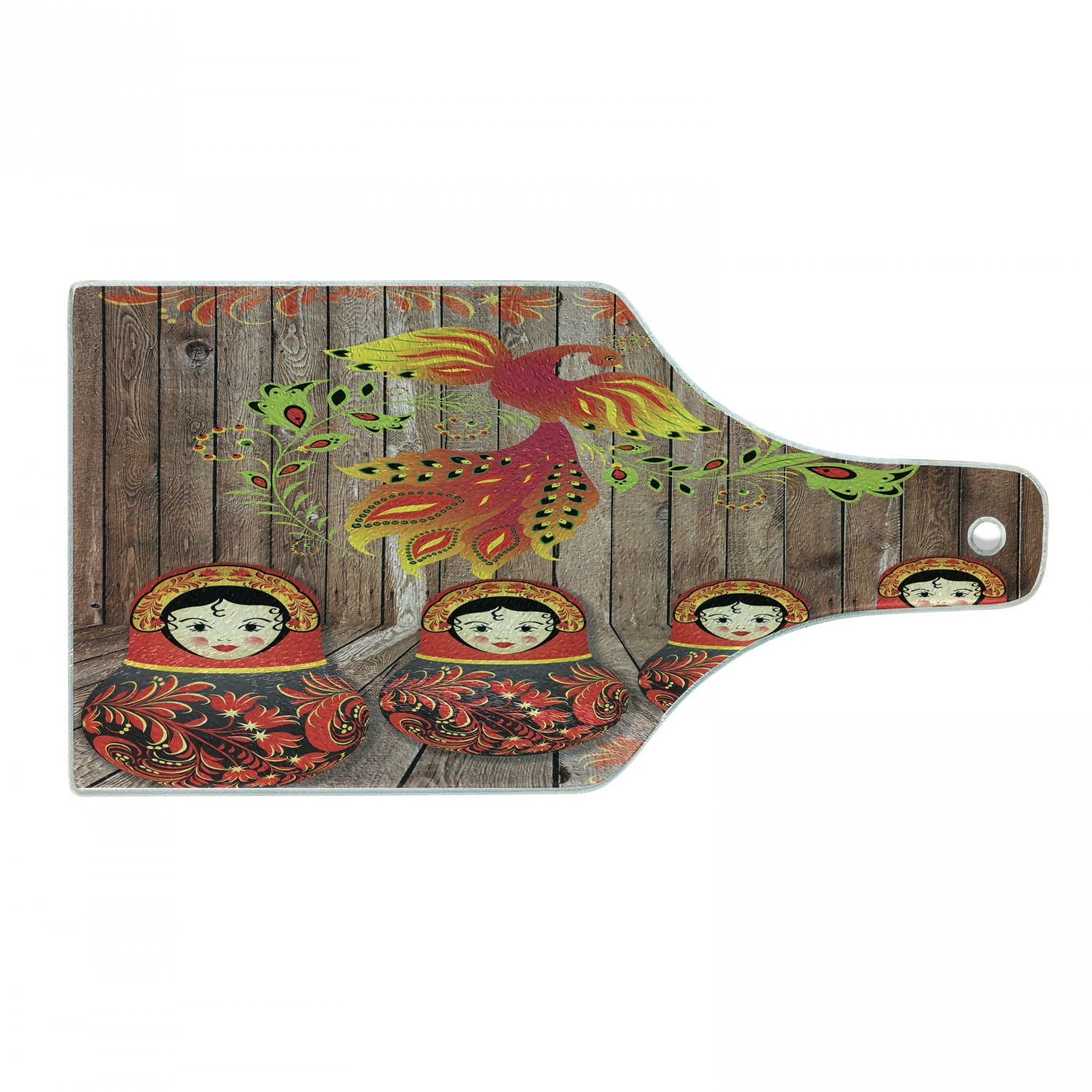 Ethnic Cutting Board, Folkloric Image with Traditional Russian Dols and ...