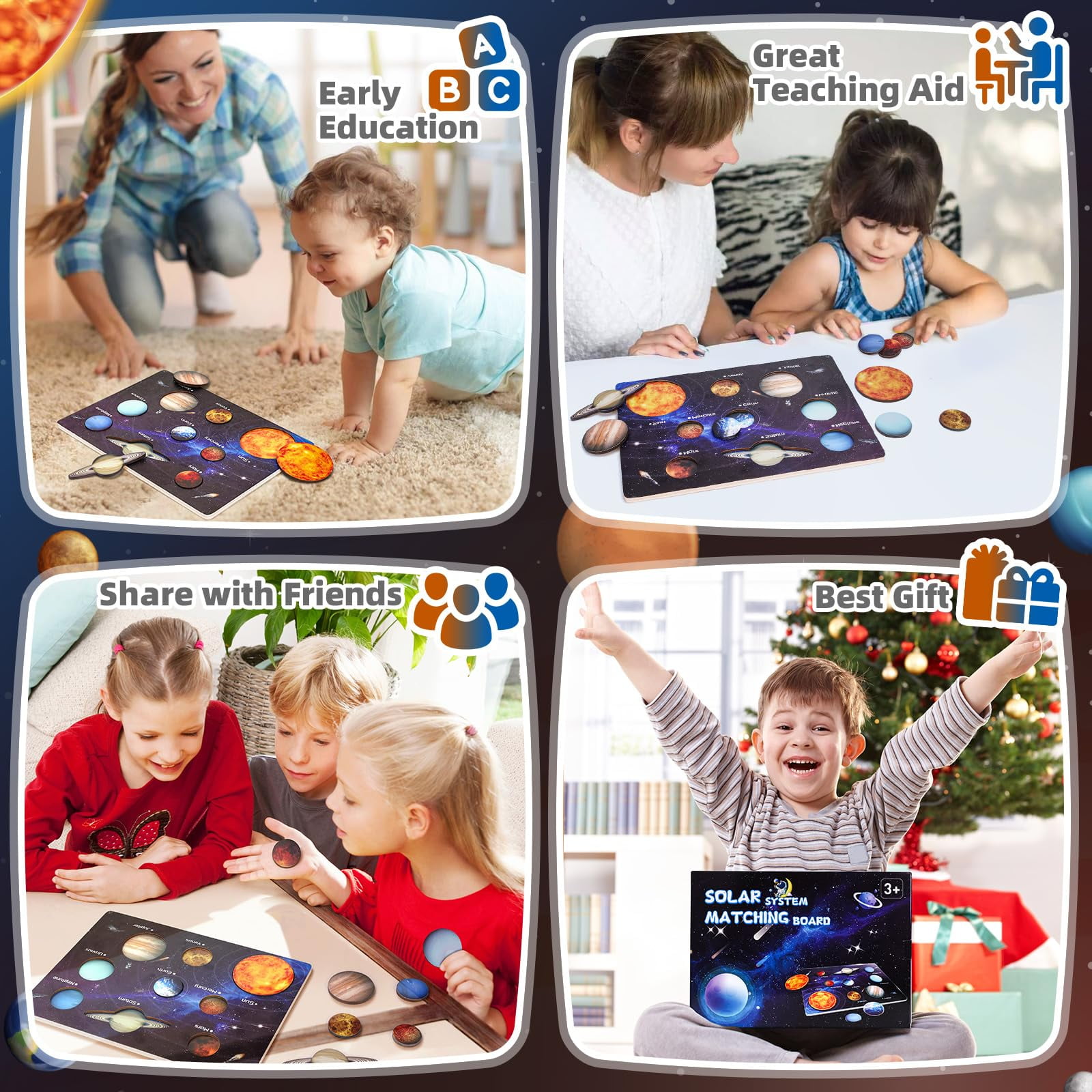 Felt Story Board Wooden Space Busy Board, Solar System Puzzle For Kids ...