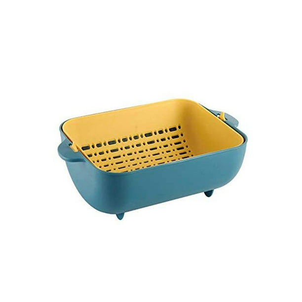 Colander Strainer Washing Bowl Cleaning Mixing Plastic Basket, 2-in-1 ...