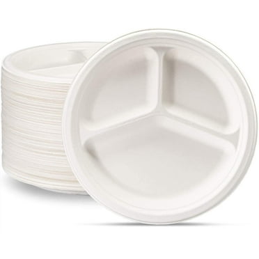 Chinet Classic White Paper Compartment Dinner Plates, 10 3/8”, 32 Count ...