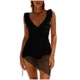 V Neck One Piece Swimsuit for Women Adjustable Strap Padded Flutter ...