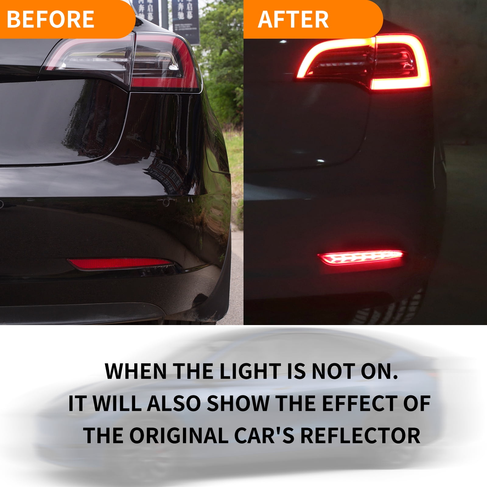 Buy Bomely Fit 2017-2022 Tesla Model 3 Rear Fog Lights LEDs Reflector ...