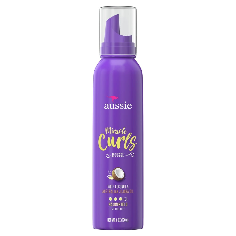 Aussie Miracle Curls Styling Mousse with Coconut, Maximum Hold, 6 oz ...