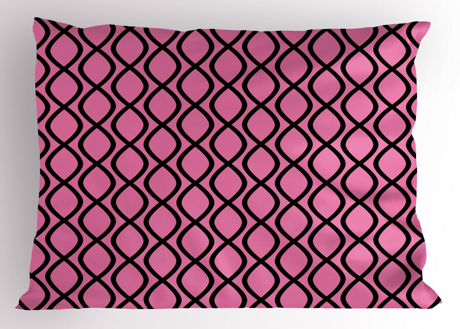 Hot Pink Pillow Sham Vertical Wavy Lines Tangled Stripes Curves Girlish ...