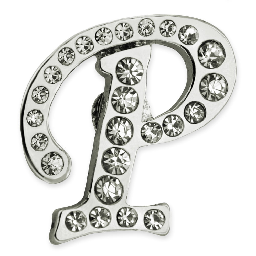 Silver Plated Rhinestone Alphabet Letter P Lapel Pin - Walmart.com ...