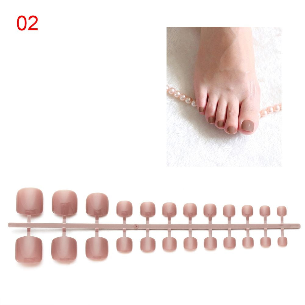 Fashion Pure Colour French style Soft Fake Sticker Toe False Nail ...