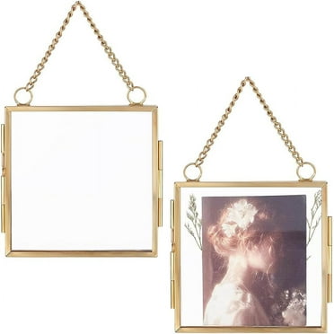 2pcs Wall Hanging Mini Photo Frames Double Glass Picture Frame with ...