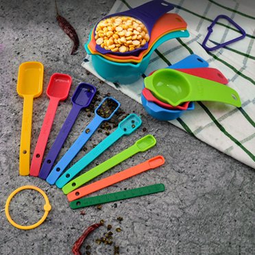 Farberware 9-Piece Plastic Measuring Cups and Spoons Set for Kitchen ...