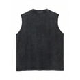 Black Vintage Washed Cotton Tank Top With Longhorn Skull Graphic Print ...