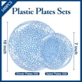 100 Pcs Blue Heavy Duty Plastic Plates, Fancy Hammered Disposable ...