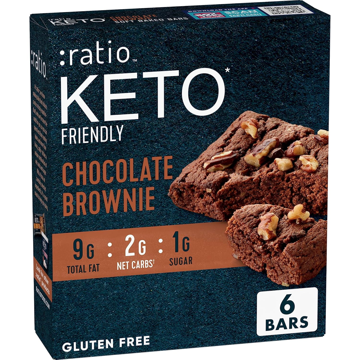 Ratio Soft Baked Bars, Chocolate Brownie, 1g Sugar, Keto Friendly, 5.34 ...