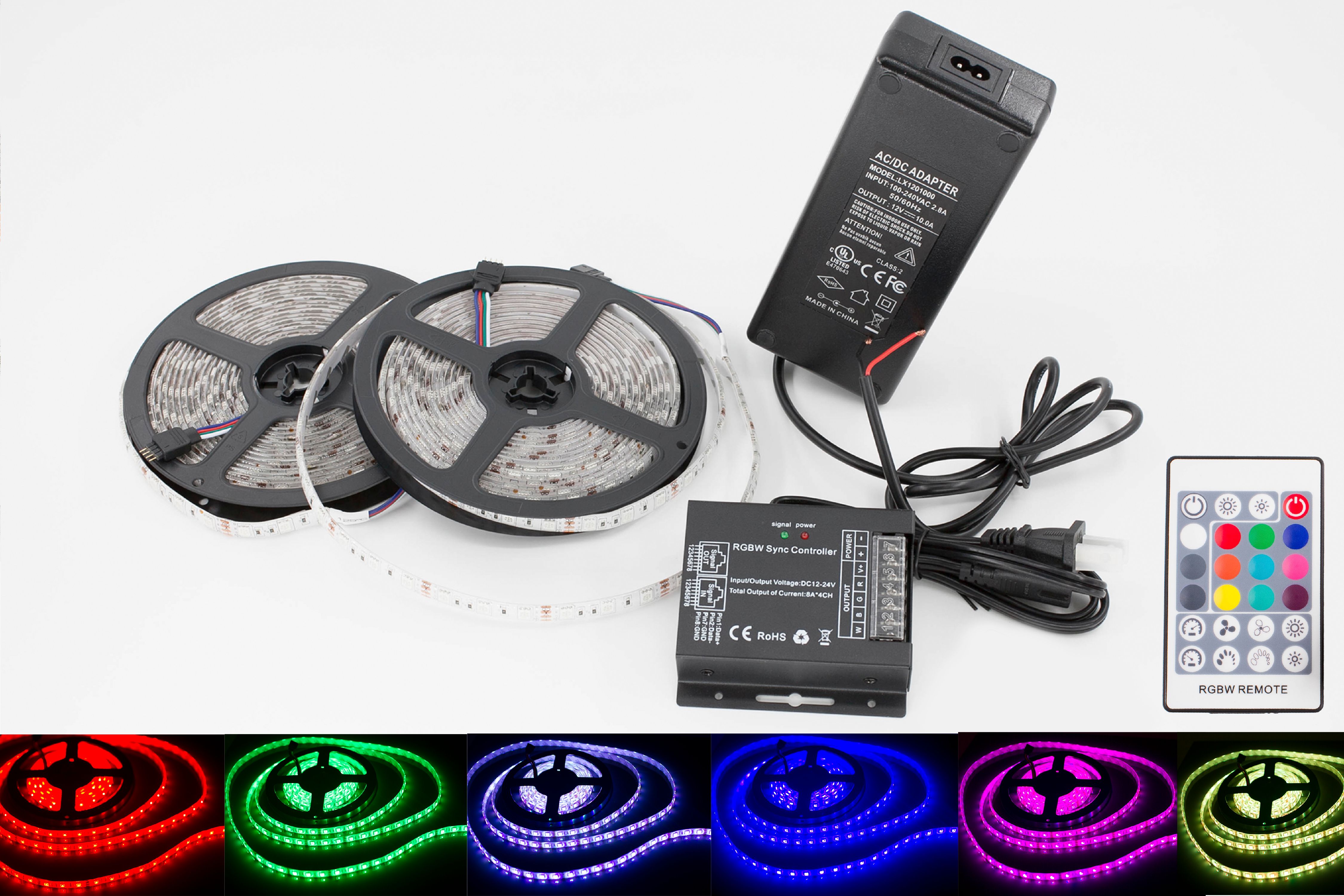 LEDupdates 32ft RGB LED strip tape light Color change with Wireless ...