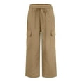 Difdany Womens Pocket Wide Leg Pants Comfortable Dress Pants Womens