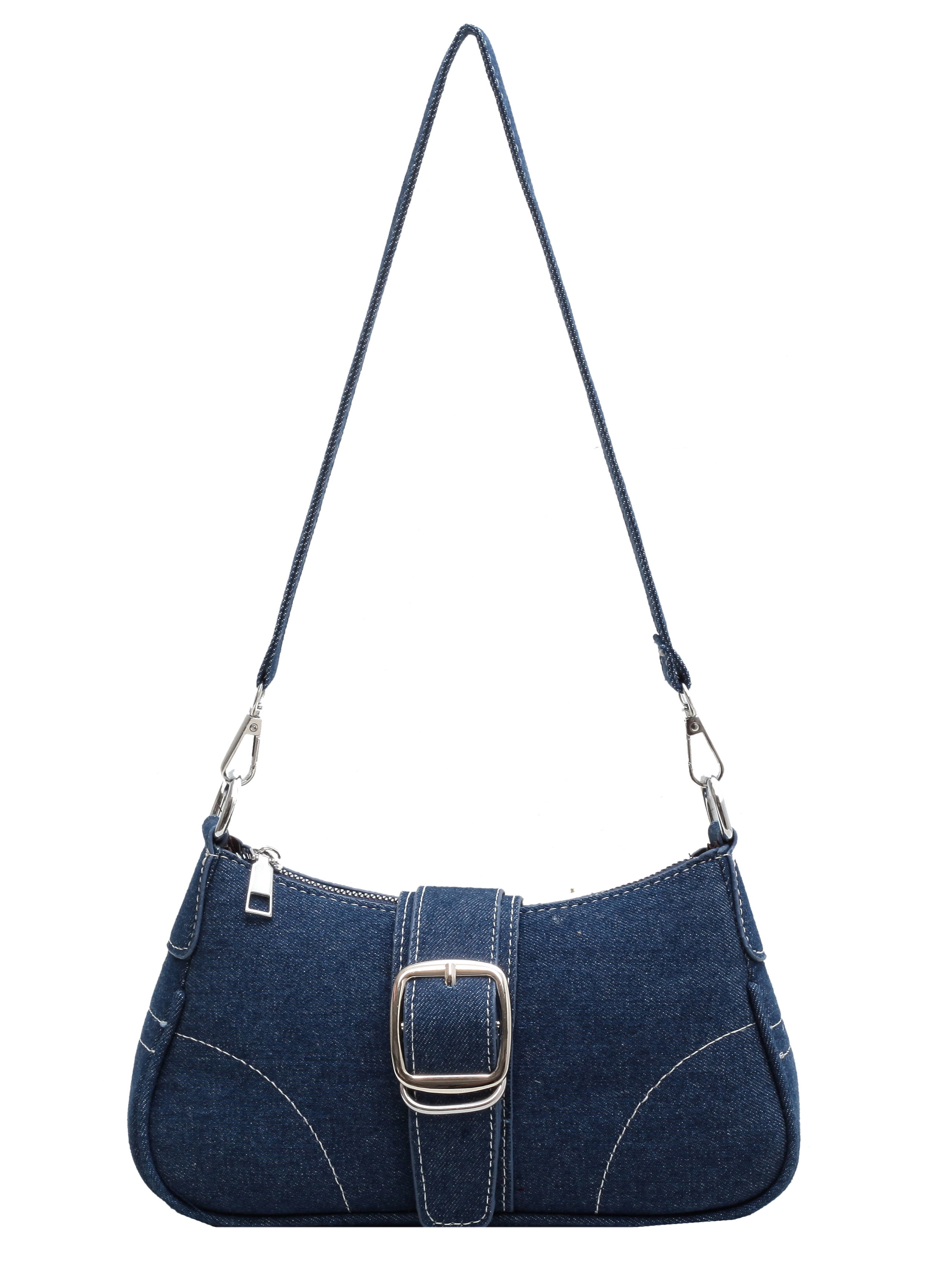 Hotian Women's Denim Handbag with Top Buckle, Detachable Chain ...