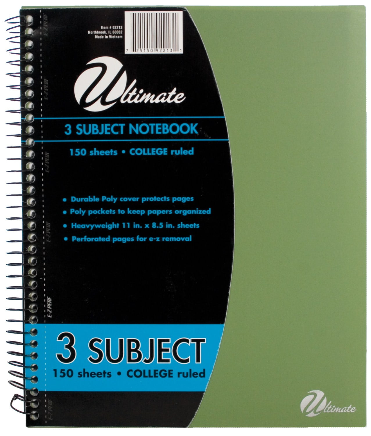 Its Academic 92213 11-in X 8.5-in 3-Subject Notebook - Walmart.com