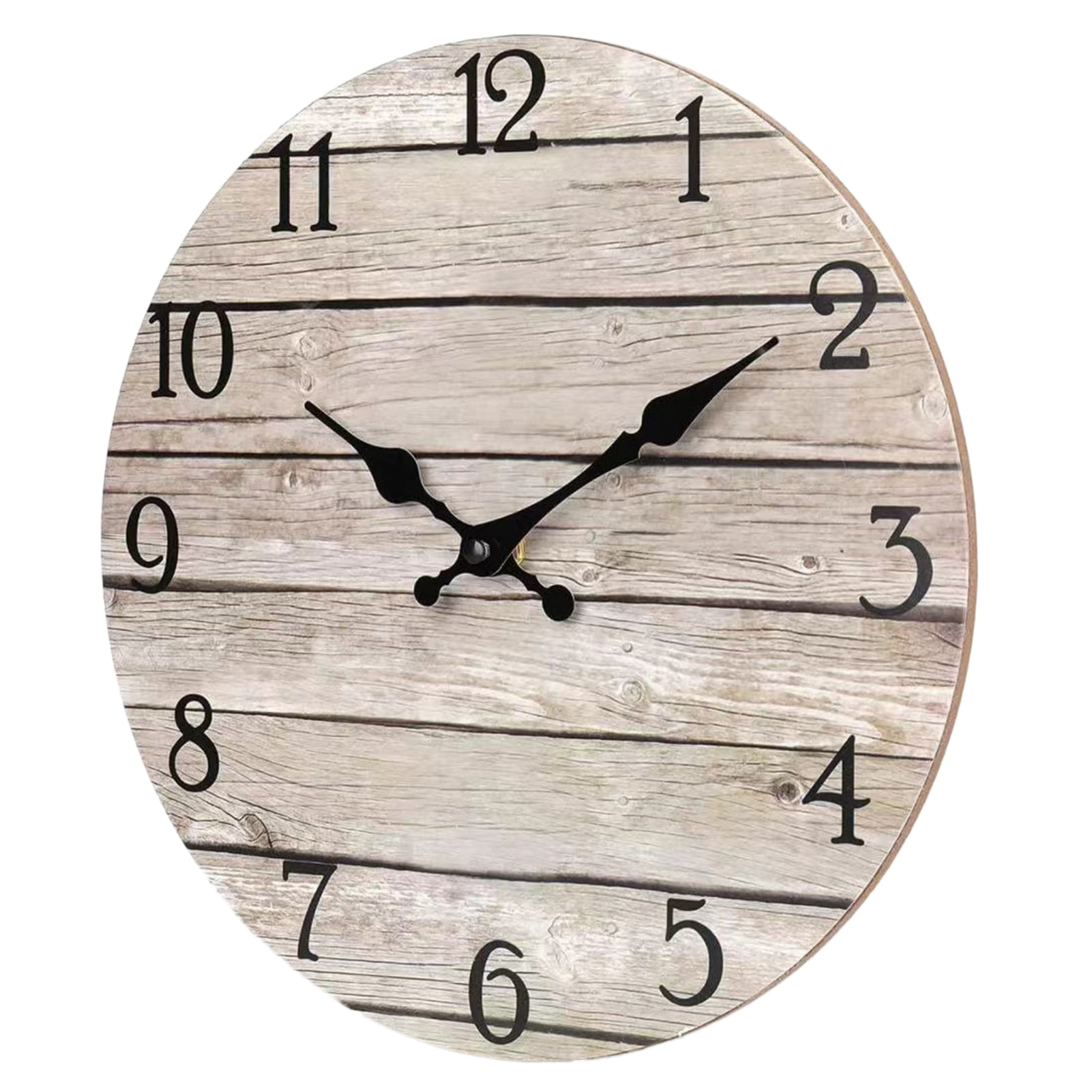 Bobasndm Wall Clock 10 Inch Rustic Wood Wall Clocks Battery Operated No ...