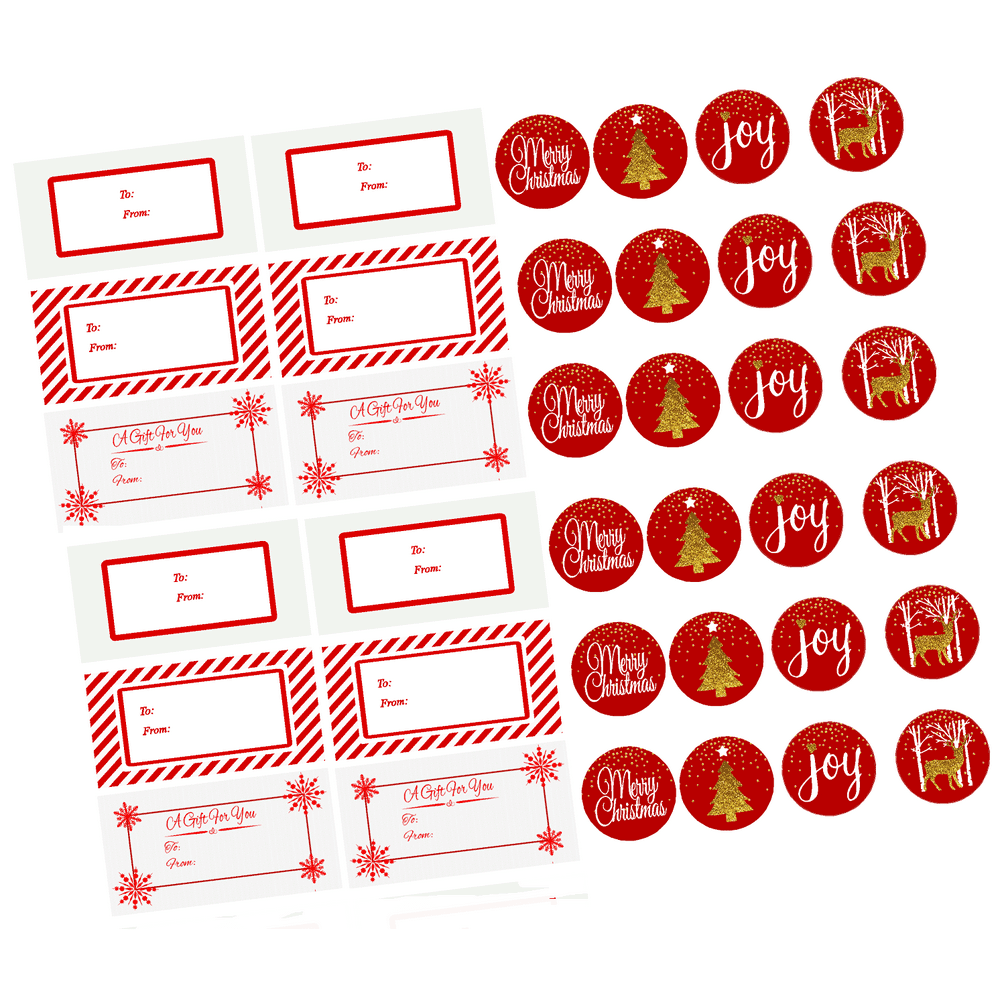 70ct Jumbo Red and White Christmas Peel and Stick Gift Tag Labels and ...