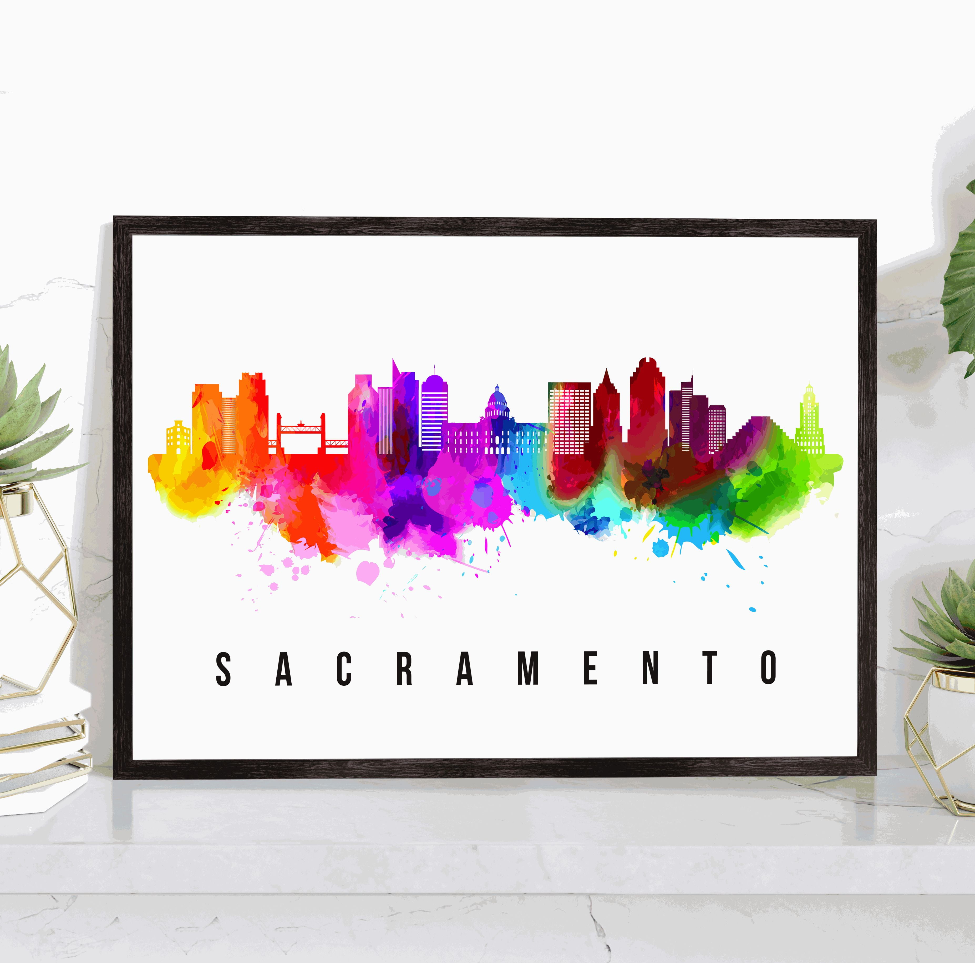 Pera Print Sacramento Skyline California Poster, Sacramento Cityscape ...
