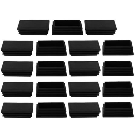 30 x 50mm Plastic Rectangle Ribbed Tube Inserts End Cover Cap Table ...