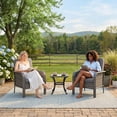 2-Piece Grey Ombre Rattan Patio Chair Set – All-Weather Wicker Outdoor ...