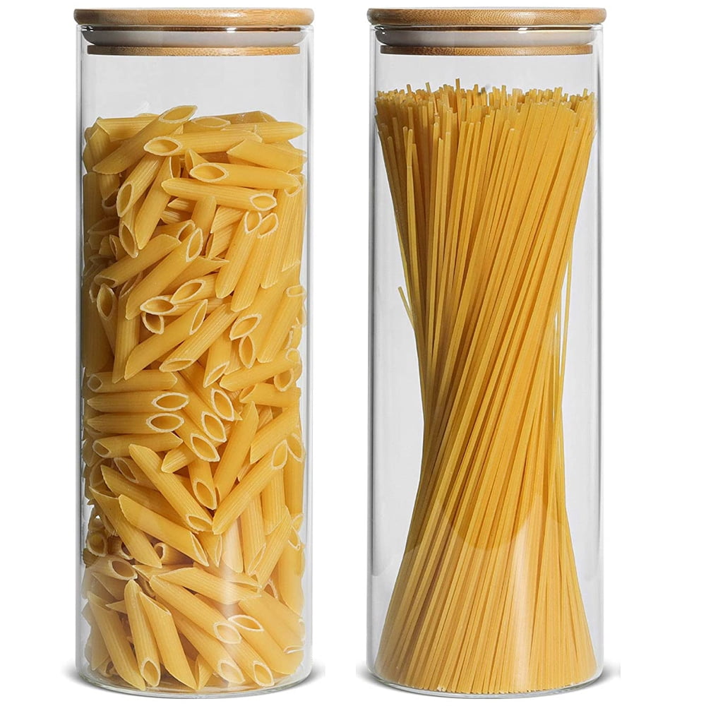 juego de 2 latas de espagueti de vidrio transparente con tapa para ...