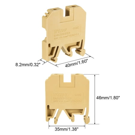 uxcell Barrier Terminal Strip Block 5 Positions 660V 60A Dual Rows DIN ...
