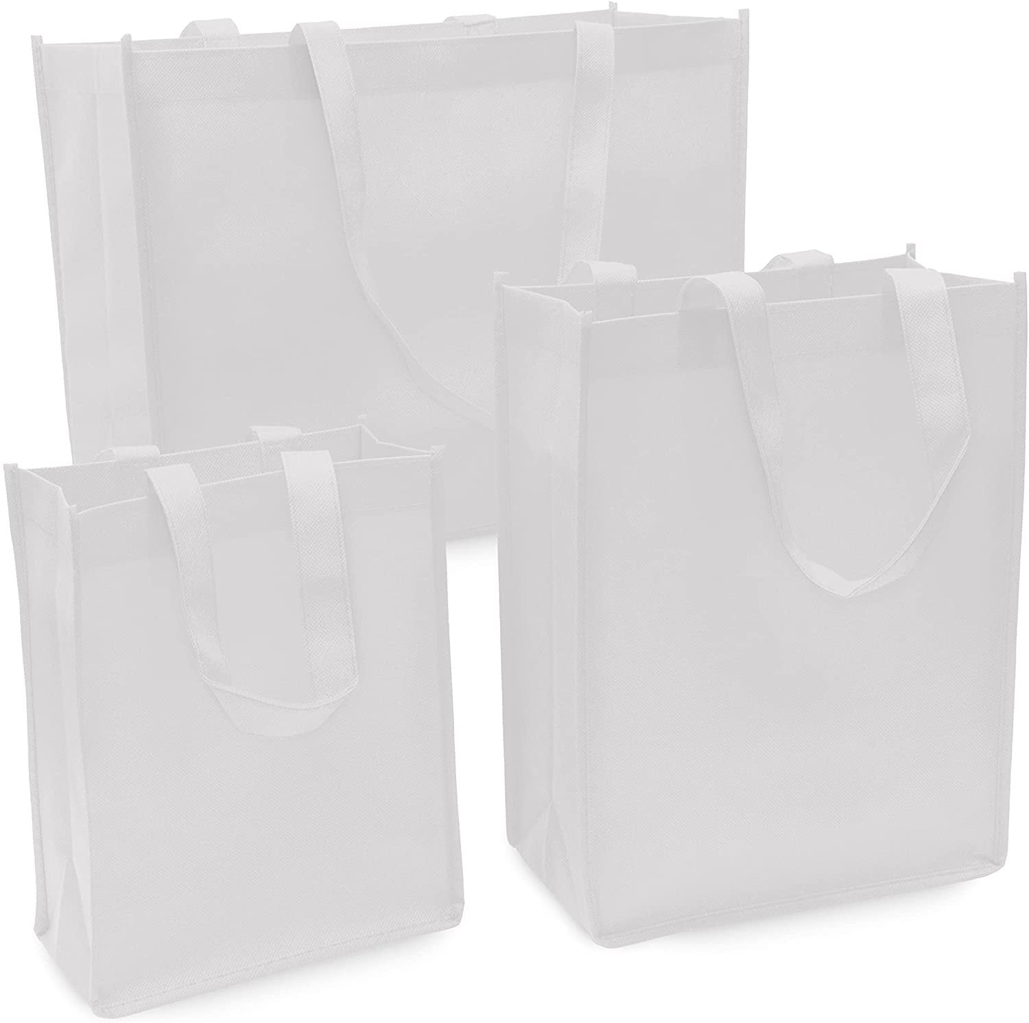 Zenpac- Reusable Bags with Handles, White Fabric Totes, Bulk 12 Pcs ...