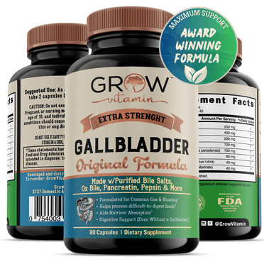 Gallbladder Formula Extra Strength with Bile Salts, Ox Bile, Pancreatin ...