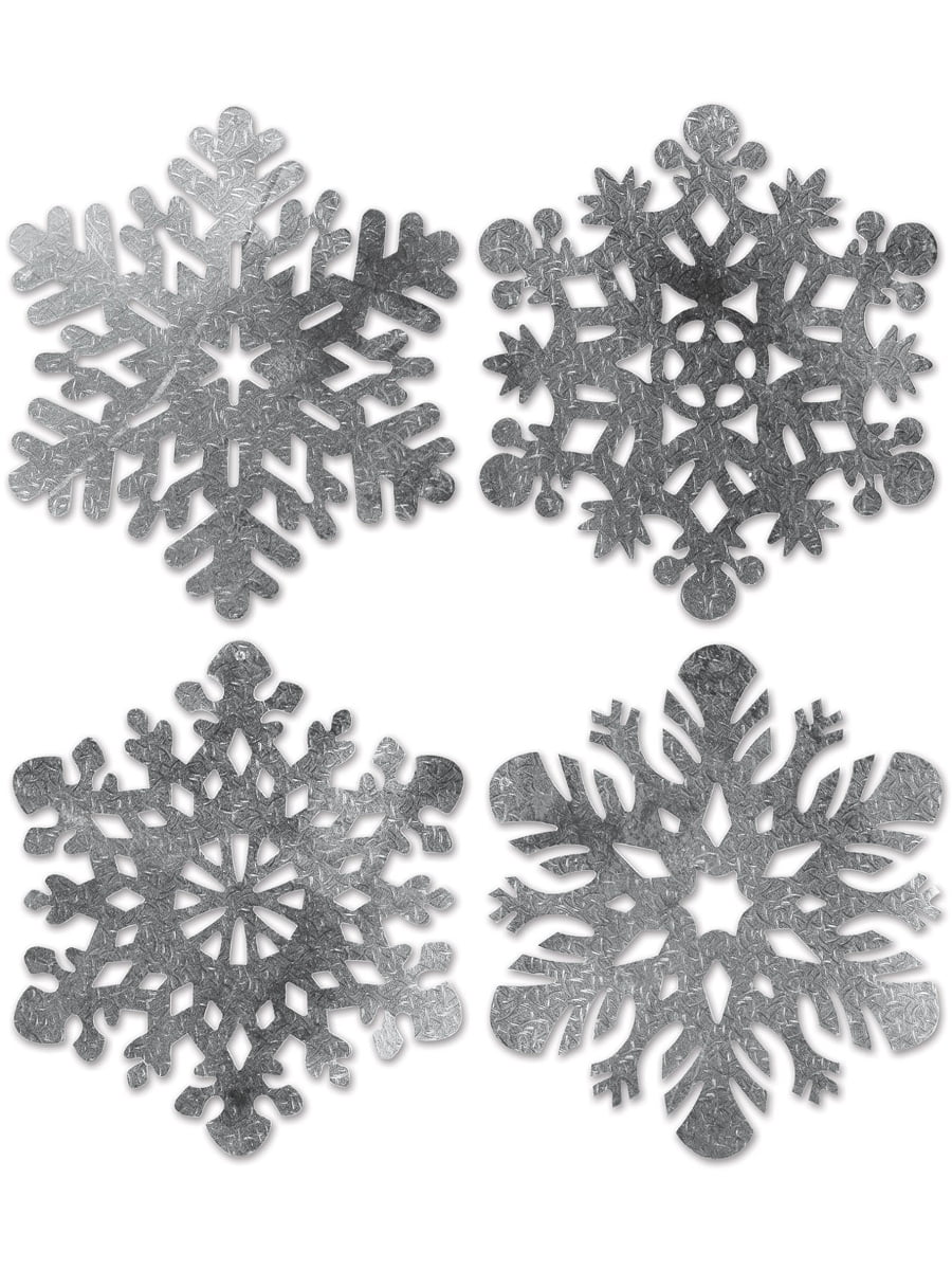 Set Of 24 Foil Snowflake Cutouts Holiday Party Decorations 13-16 ...
