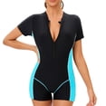 CIENVNSTG Womens Color Block Front Zipper One Piece Swimsuit Short ...