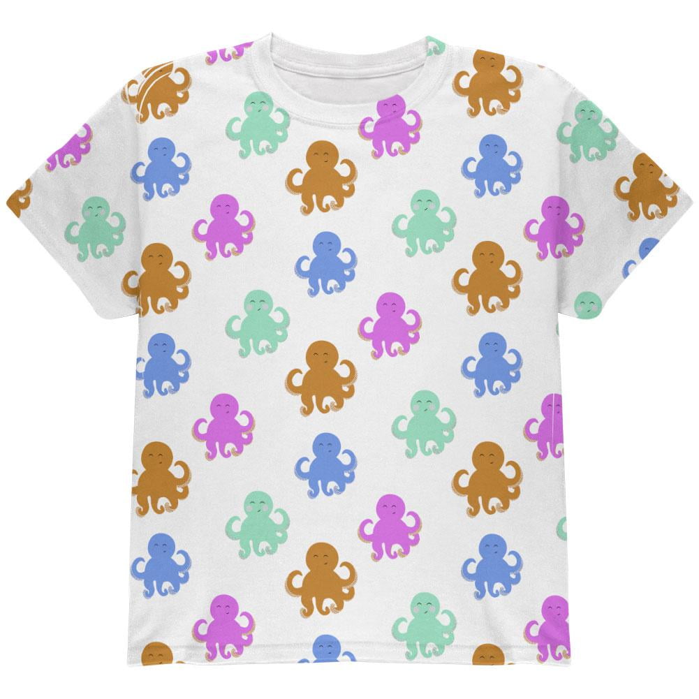 Cute Octopus Pattern All Over Youth T Shirt White YSM - Walmart.com