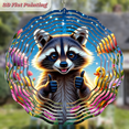 2D flat, an iron wind chime. Cute raccoon giving thumbs up with rubber ...