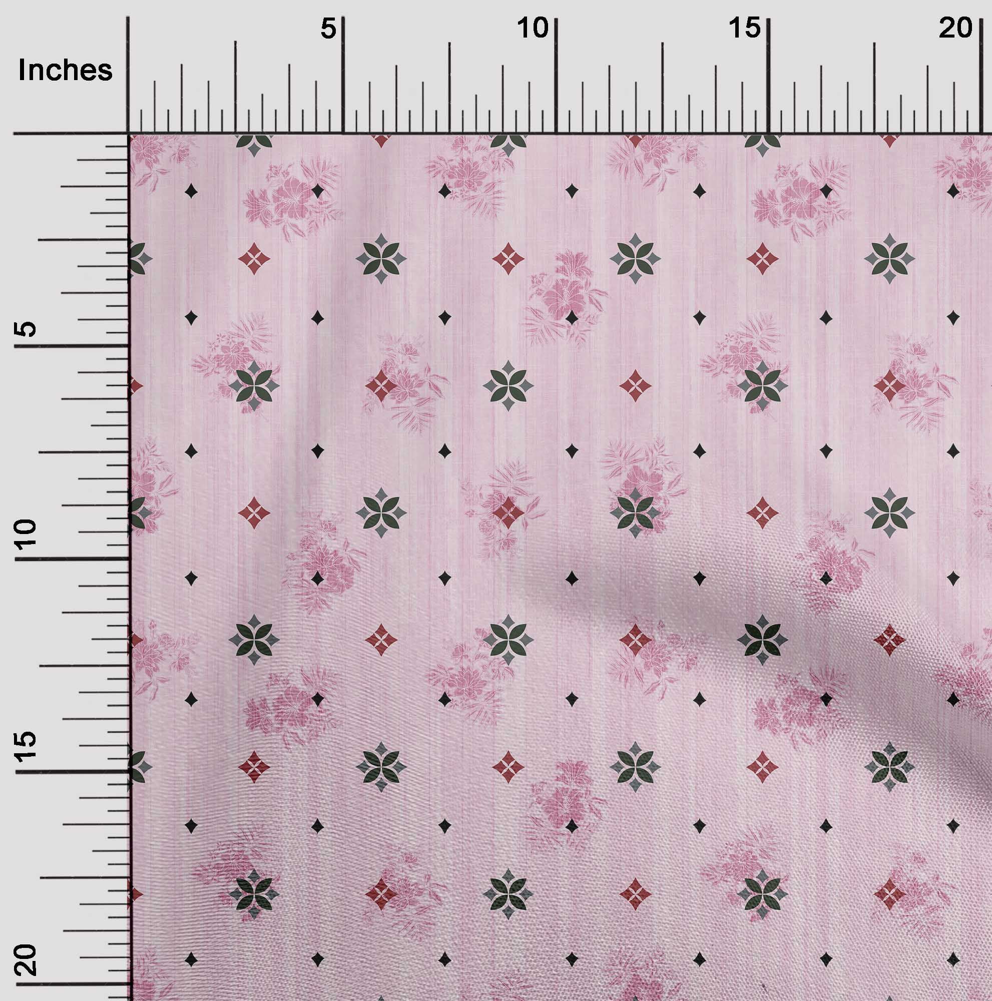 oneOone Cotton Poplin Rose Pink Fabric Floral & Texture Sewing Material ...