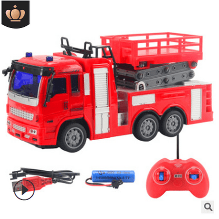 Onever Remote Control Fire Truck Model Toy Set Boy Electric Ladder ...