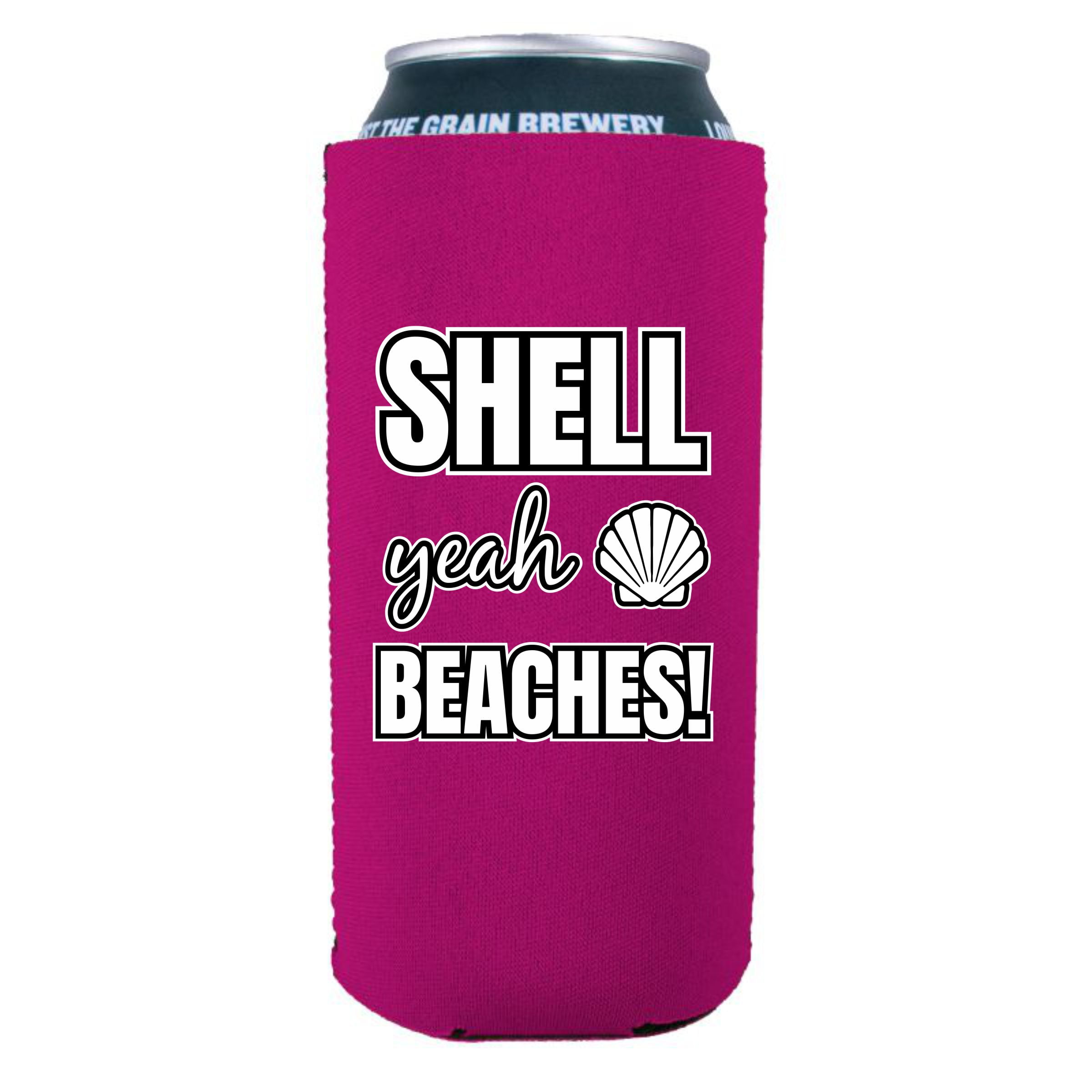 Shell Yeah Beaches 16 oz. Can Coolie (Magenta) - Walmart.com
